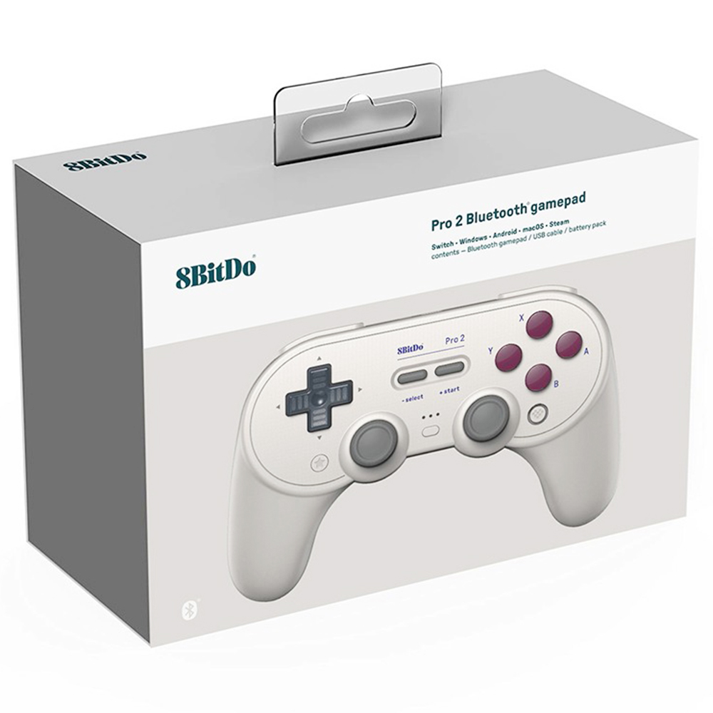 8BitDo Pro 2 Bluetooth Gamepad Controller with Joystick White