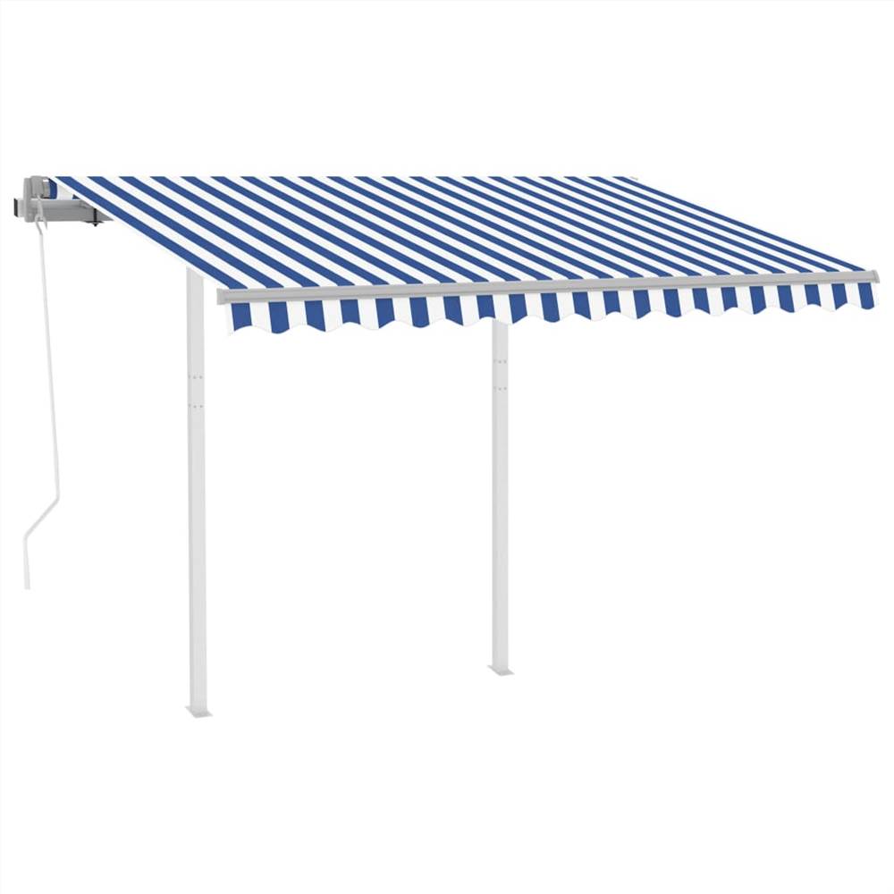 Automatic Retractable Awning with Posts 3x2.5 m Blue&White