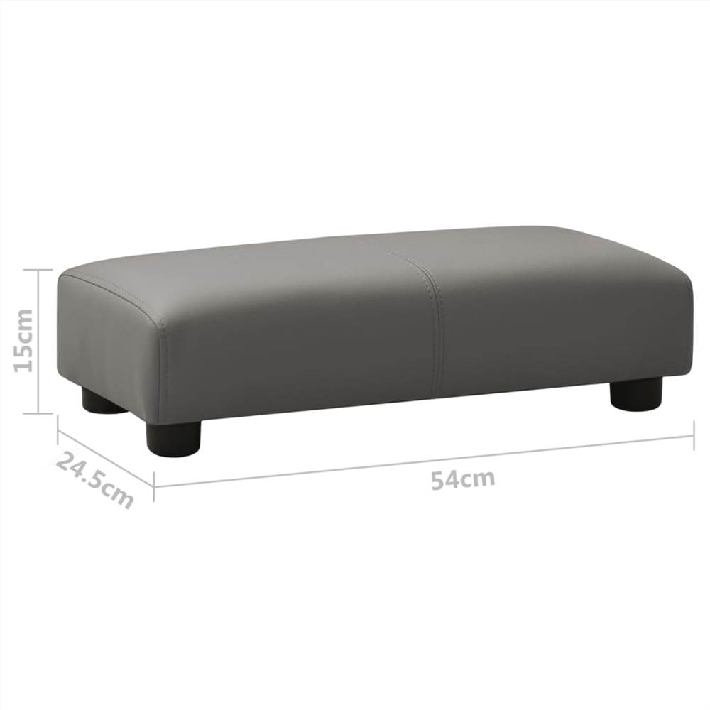Children Sofa with Stool Grey Faux Leather
