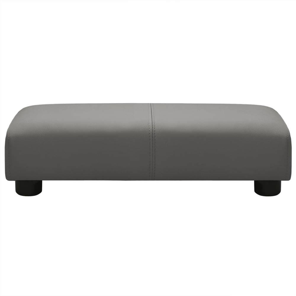 Children Sofa with Stool Grey Faux Leather