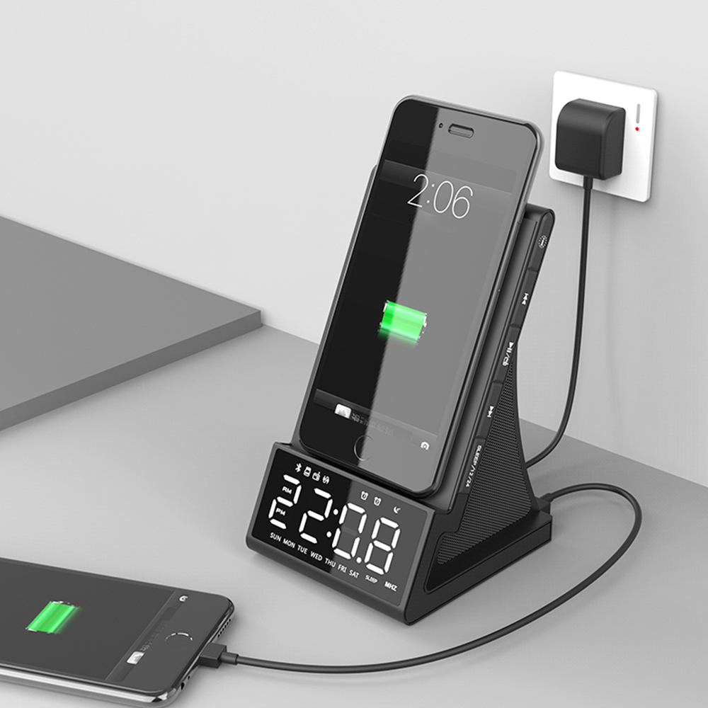 GREEN TIME X7 Bluetooth Charger Alarm Clock Radio EU Plug