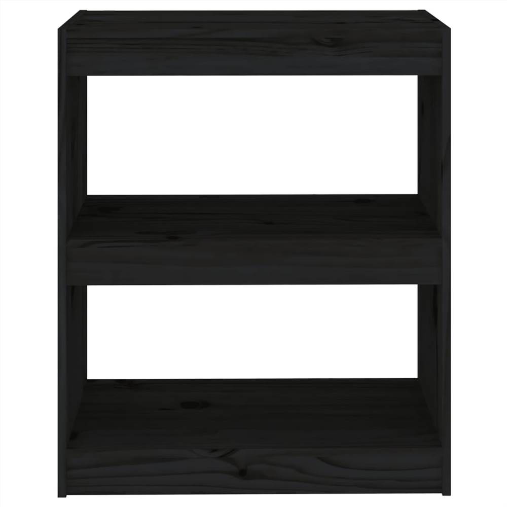 Book Cabinet/Room Divider Black 60x30x71.5 cm Solid Wood Pine