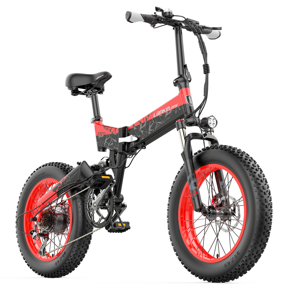 LANKELEISI X3000 Plus Folding Electric Mountain Bike Red