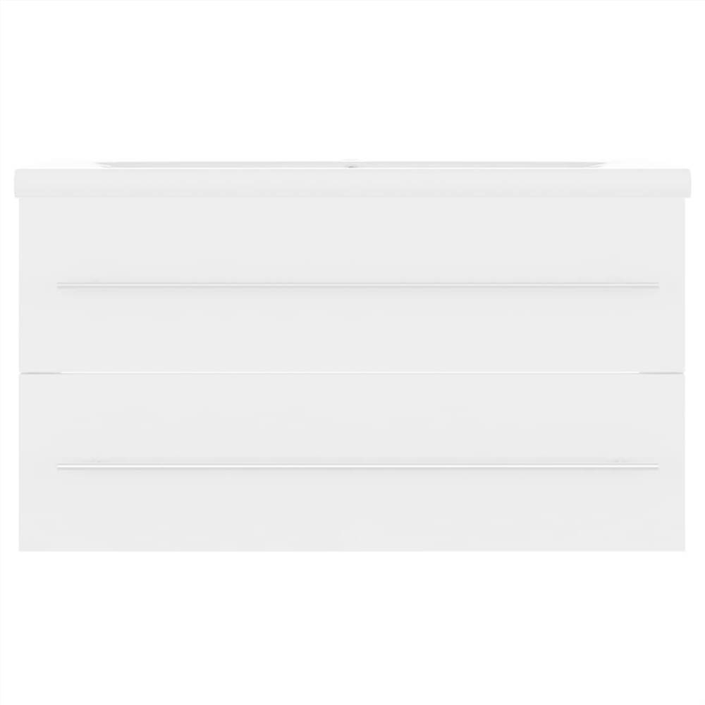 Sink Cabinet with Built-in Basin White Chipboard