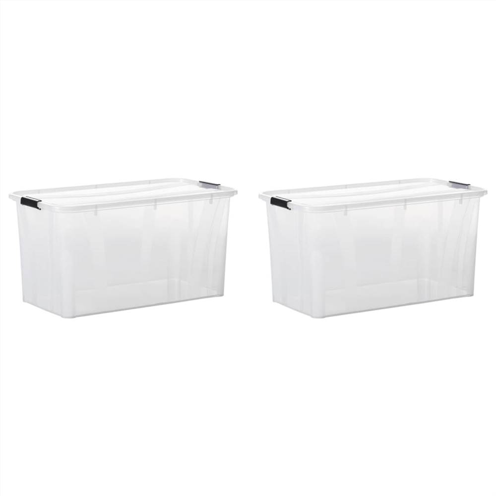 Storage Boxes with Lids 2 pcs Transparent 80 L