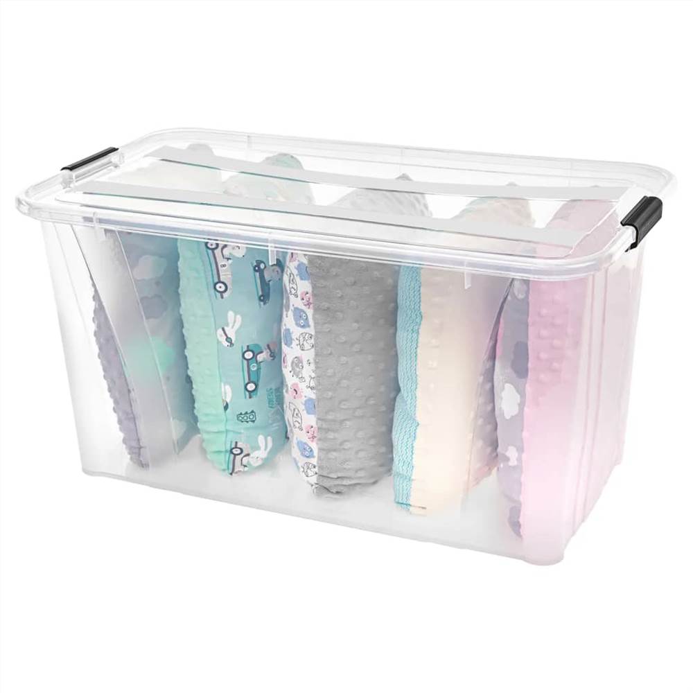 Storage Boxes with Lids 2 pcs Transparent 80 L