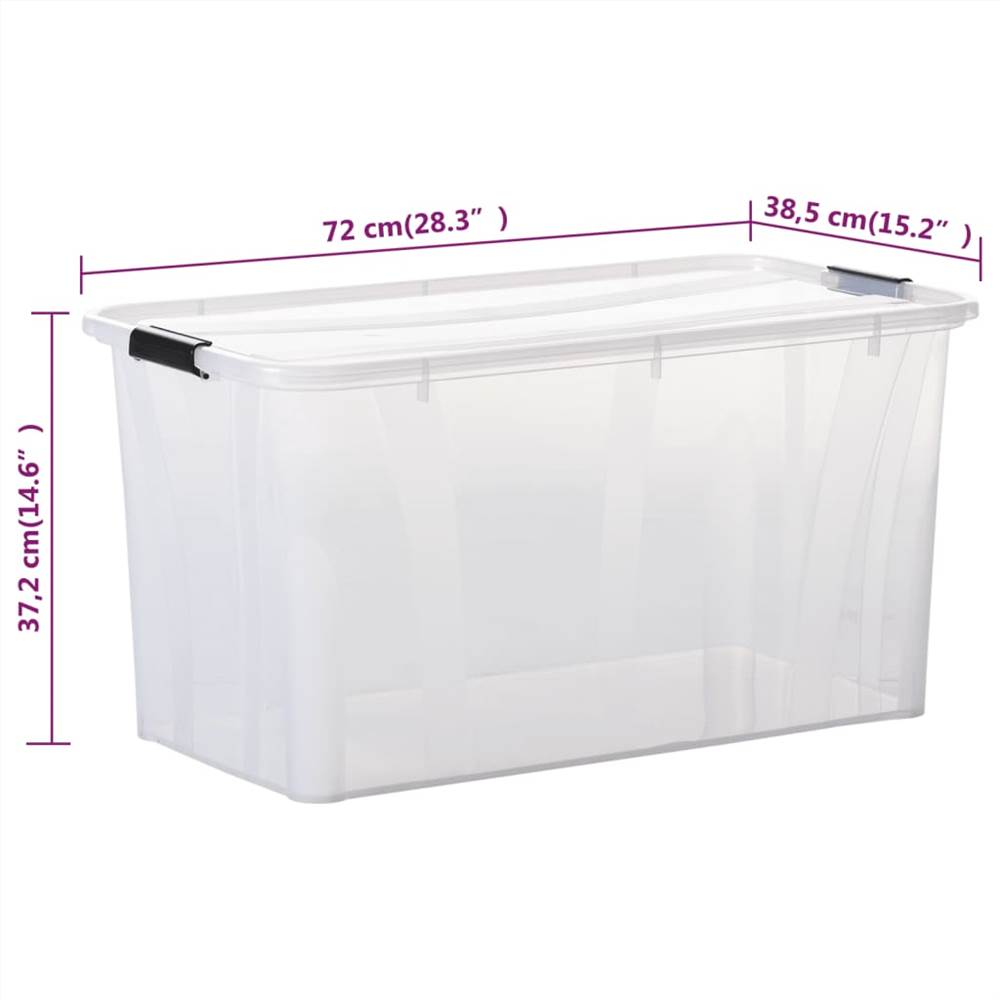 Storage Boxes with Lids 2 pcs Transparent 80 L