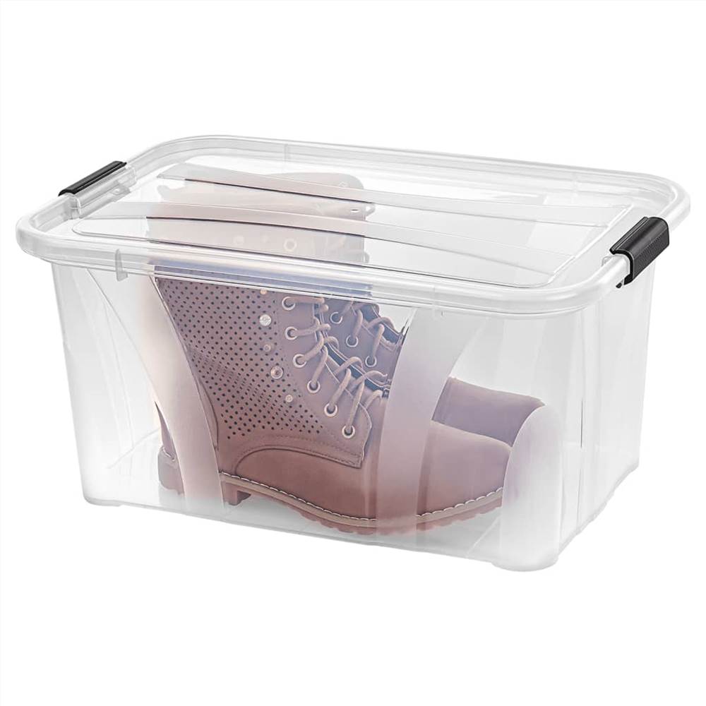 Storage Boxes with Lids 5 pcs Transparent 14 L