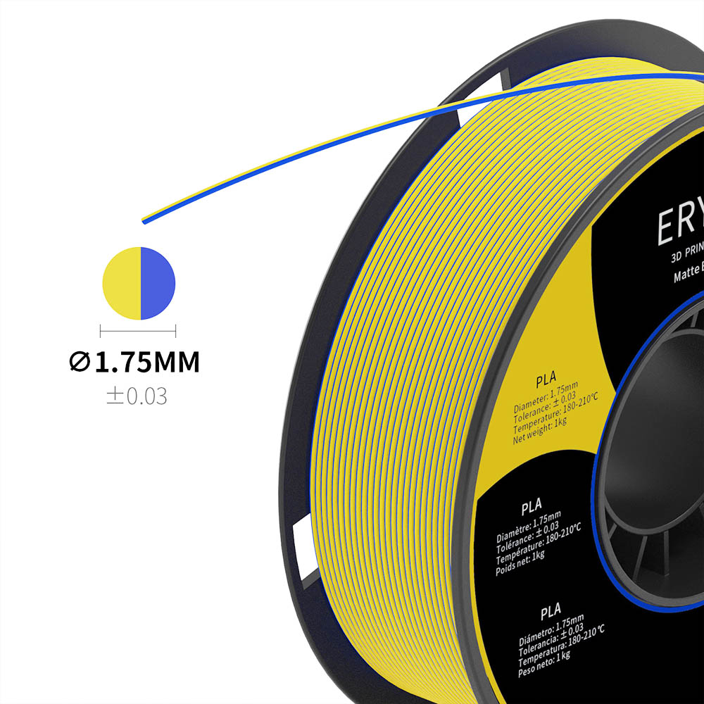 ERYONE Dual Color Matte PLA Filament Blue and Yellow