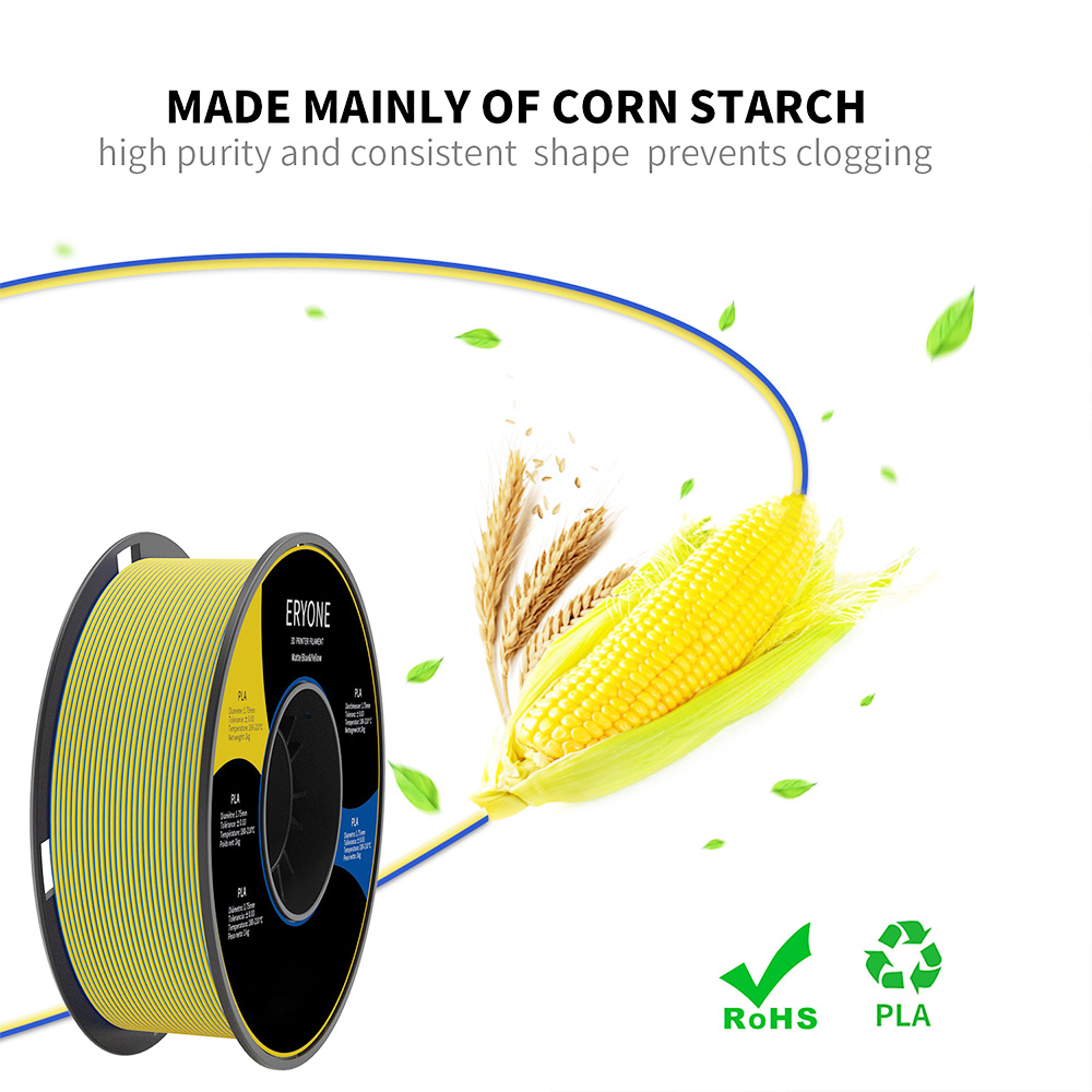 ERYONE Dual Color Matte PLA Filament Blue and Yellow