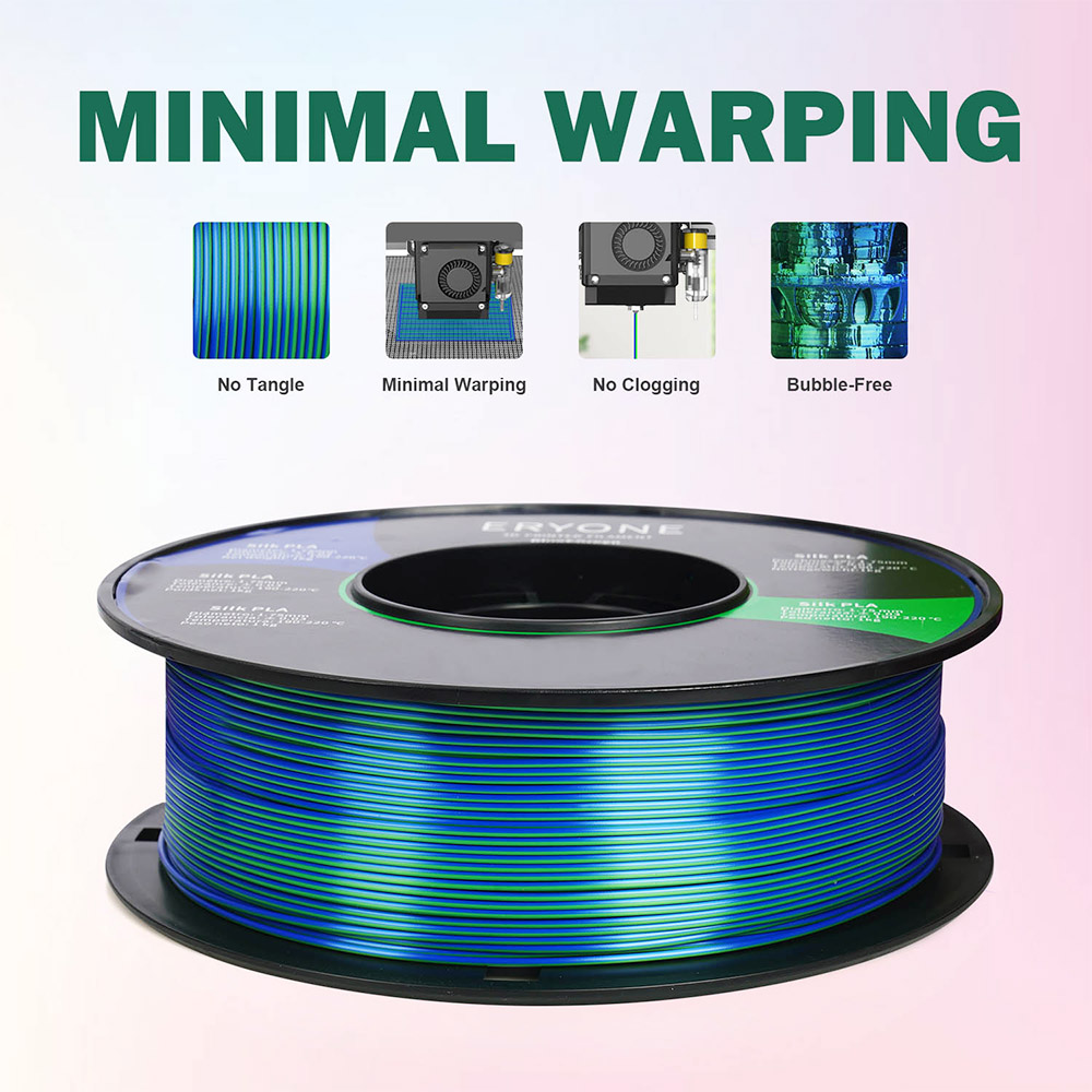 ERYONE Dual Color Silk PLA Filament Blue and Green