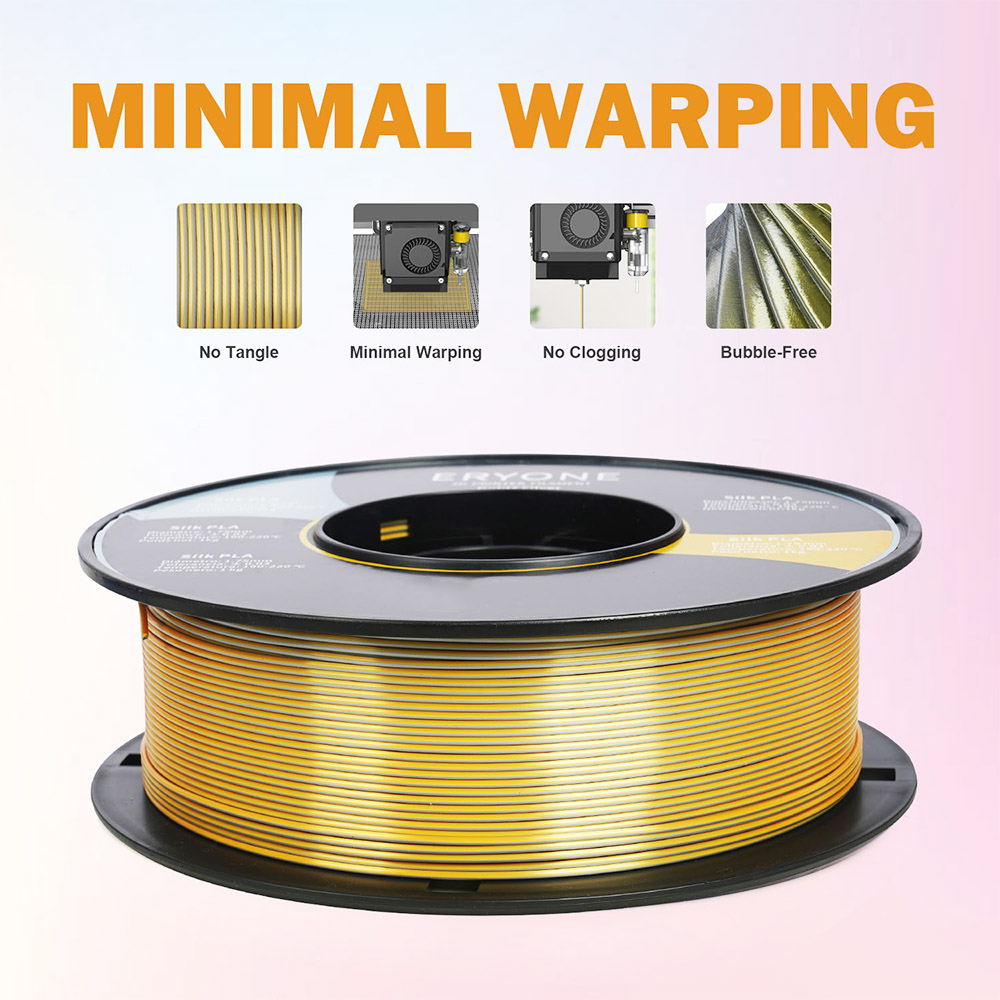 ERYONE Dual Color Silk PLA Filament Gold and Grey