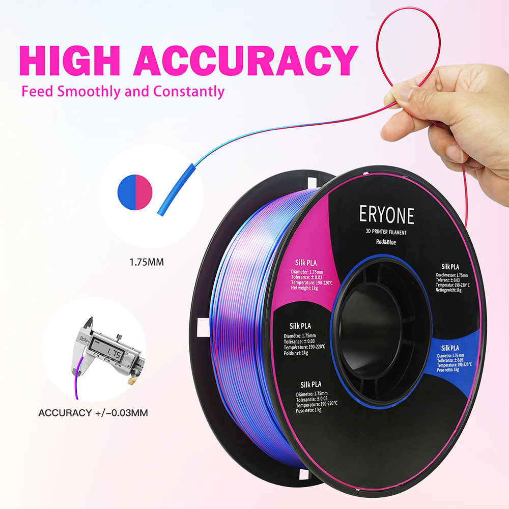 ERYONE Dual Color Silk PLA Filament Red and Blue