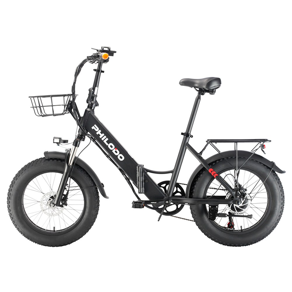 PHILODO H4 Foldable Step-Thru Fat Bike 20 Inch Black