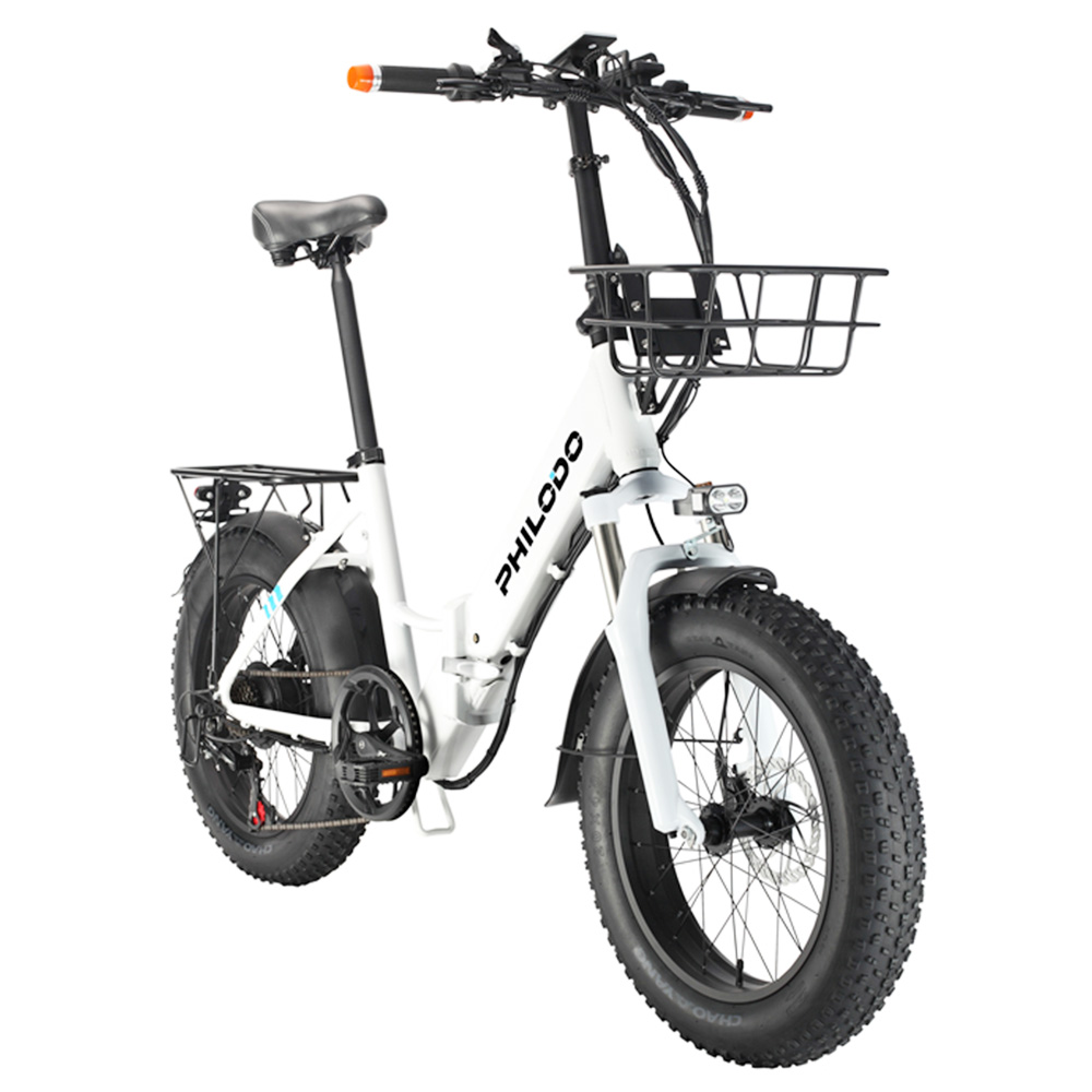PHILODO H4 Foldable Step-Thru Fat Bike 20 Inch White