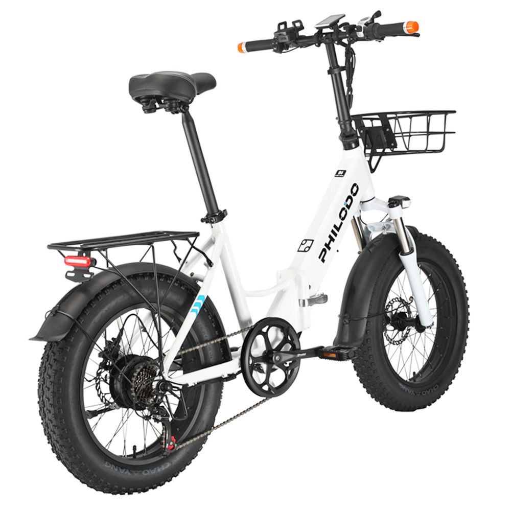 PHILODO H4 Foldable Step-Thru Fat Bike 20 Inch White
