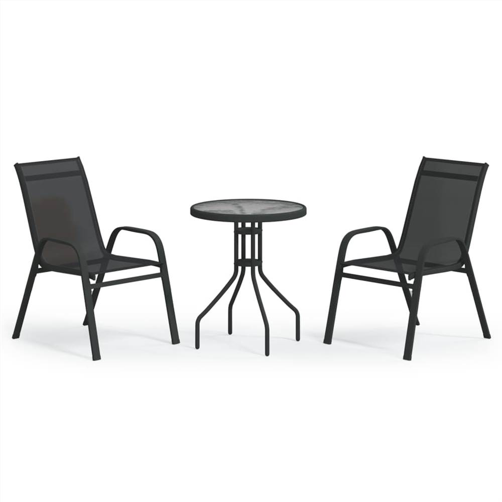 3 Piece Garden Bistro Set Black