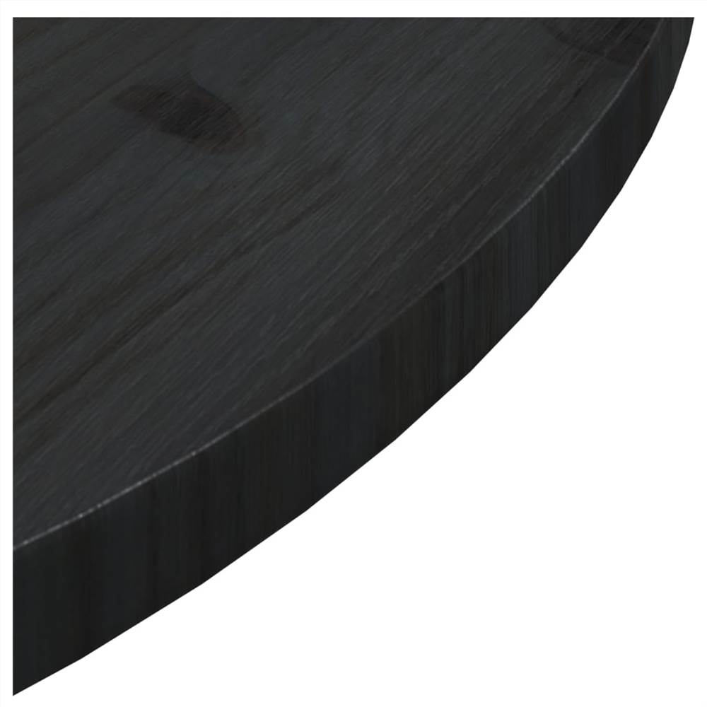 Table Top Black Ø70x2.5 cm Solid Wood Pine