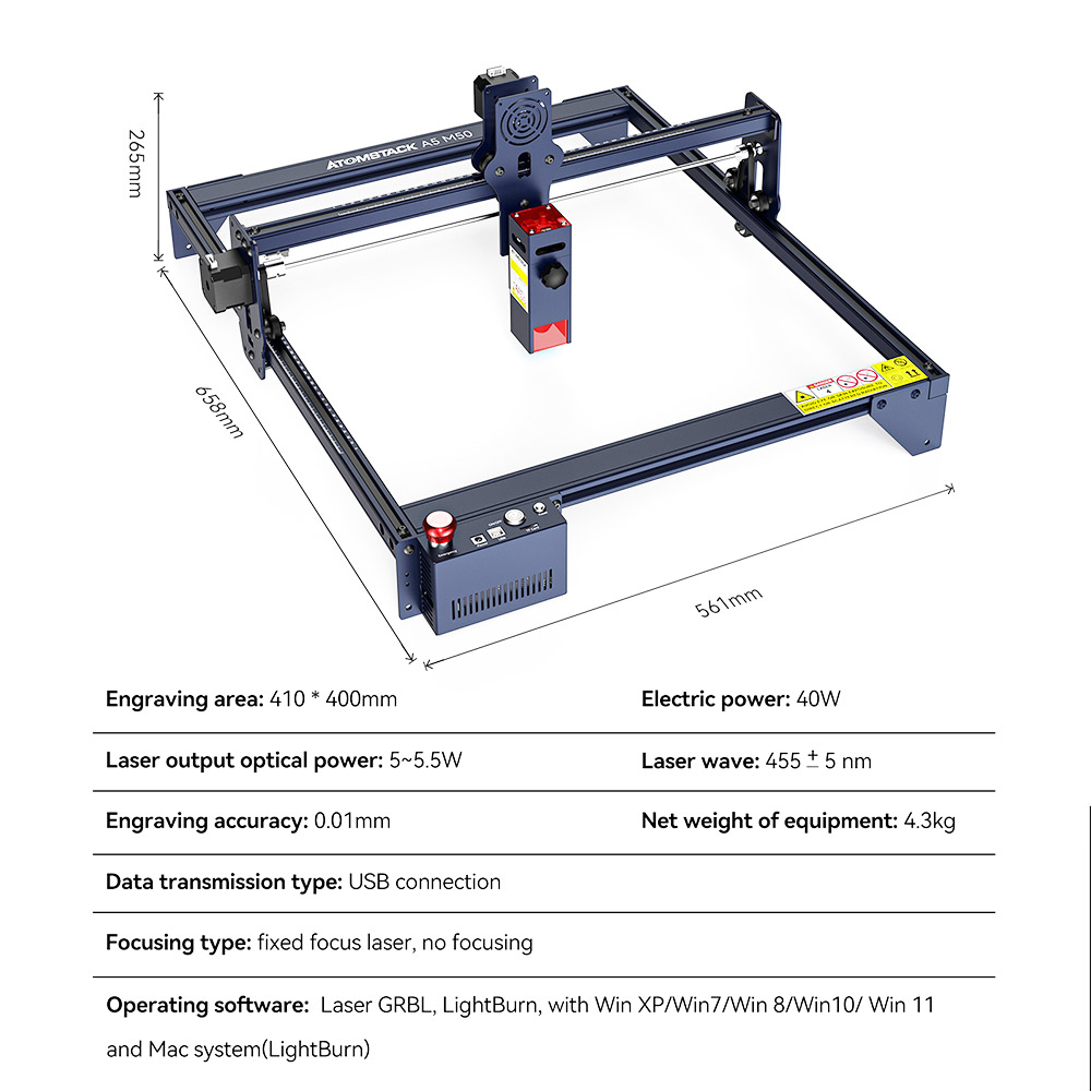 ATOMSTACK A5 M50 Laser Cutter and Engraver EU Plug