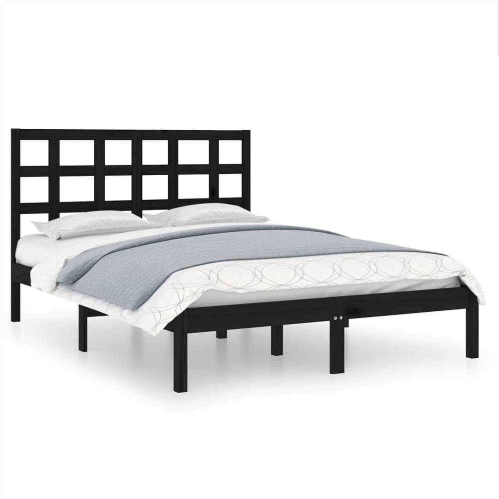 Bed Frame Black Solid Wood 140x200 cm