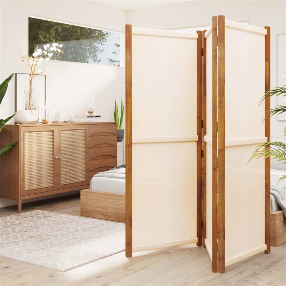 3-Panel Room Divider Cream White 210x180 cm