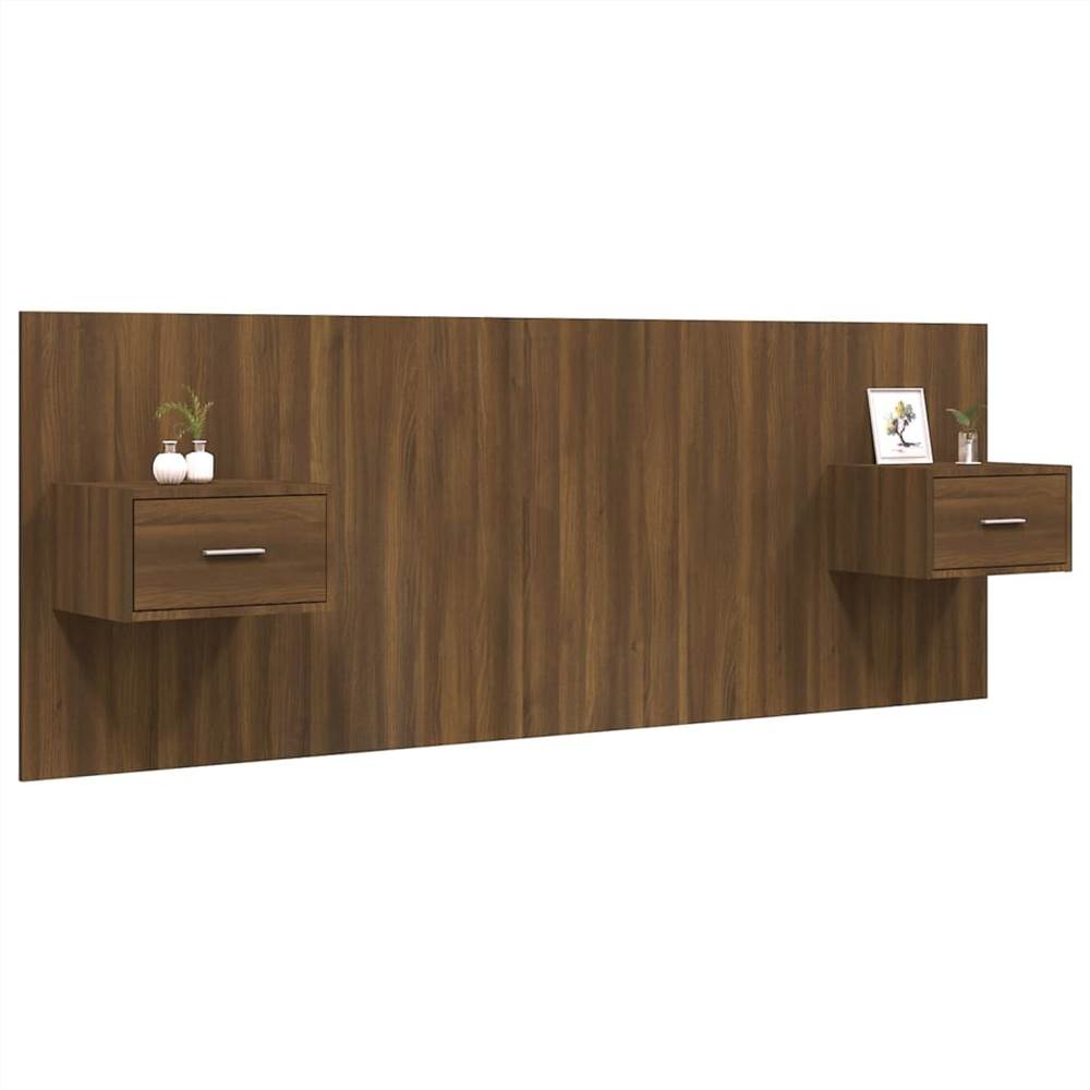 Bed Headboard with Cabinets Brown Oak Engineered Wood