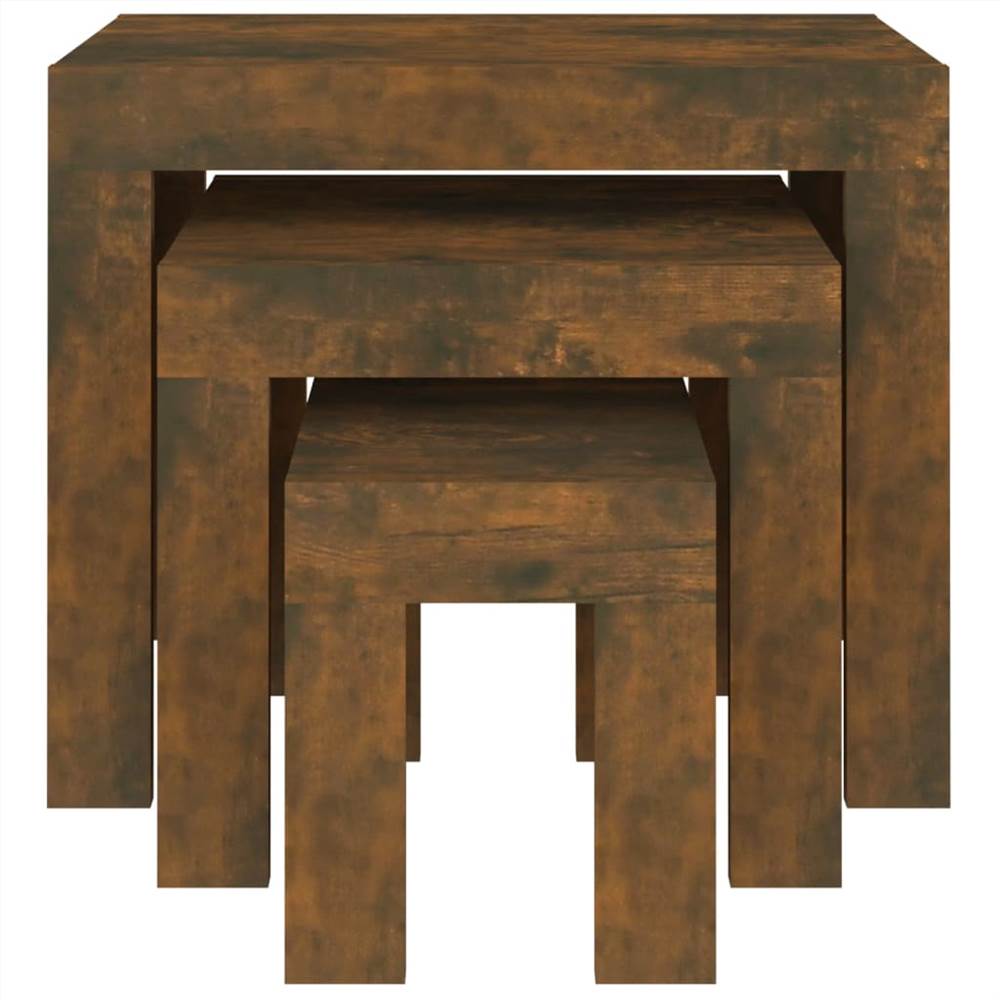 Nesting Coffee Tables 3 pcs Smoked Oak Engineered Wood
