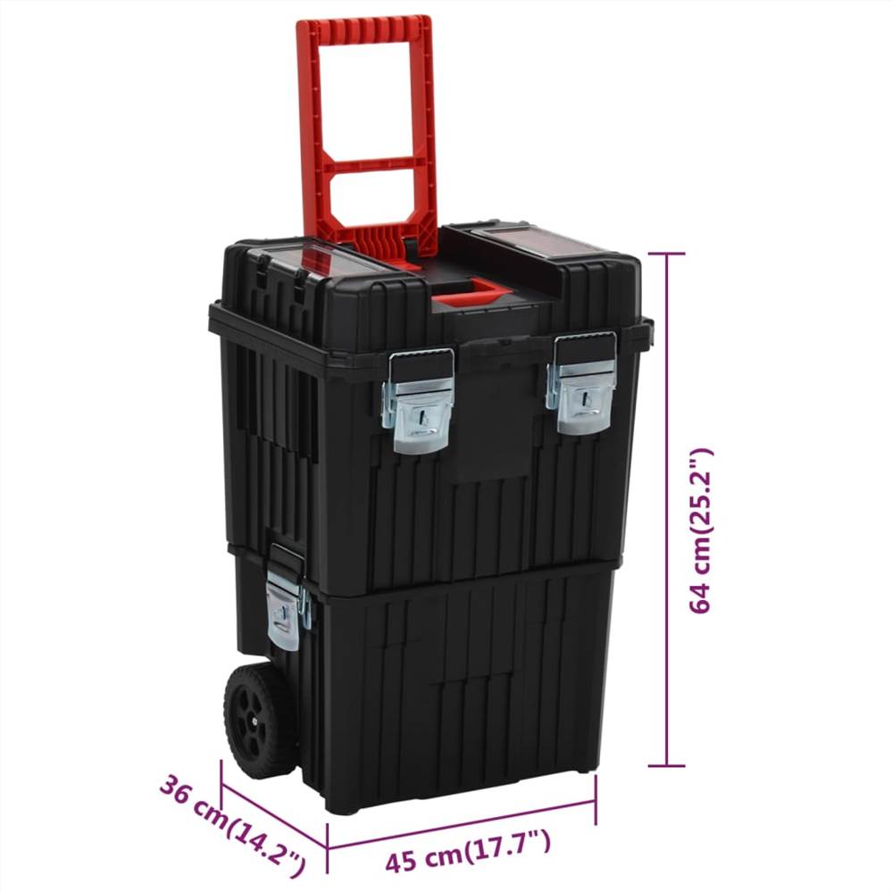 Toolbox Trolley Black and Red Polypropylene