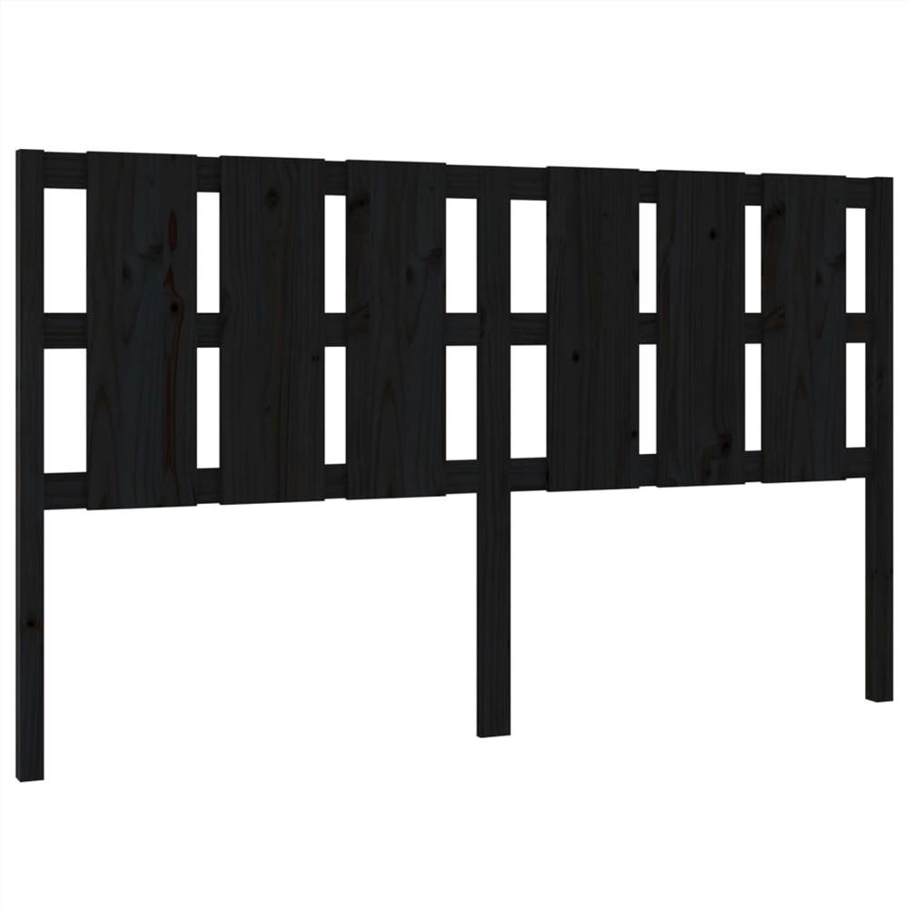 Bed Headboard Black 185.5x4x100 cm Solid Wood Pine