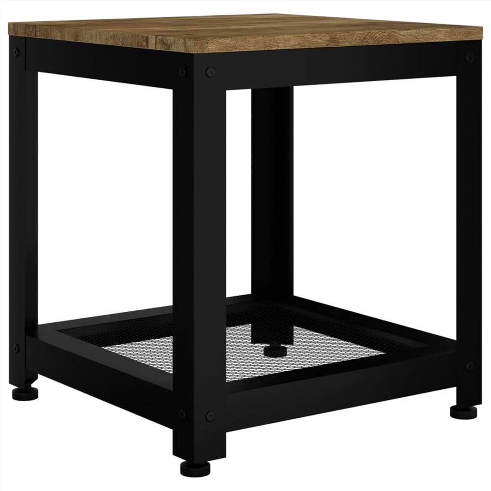 Side Table Dark Brown and Black 40x40x45 cm MDF and Iron