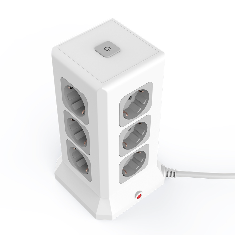 Sopend E11 Vertical Tower Power Strip Socket with EU Plug White