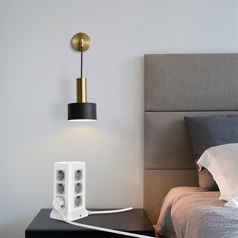 Sopend E11 Vertical Tower Power Strip Socket with EU Plug White