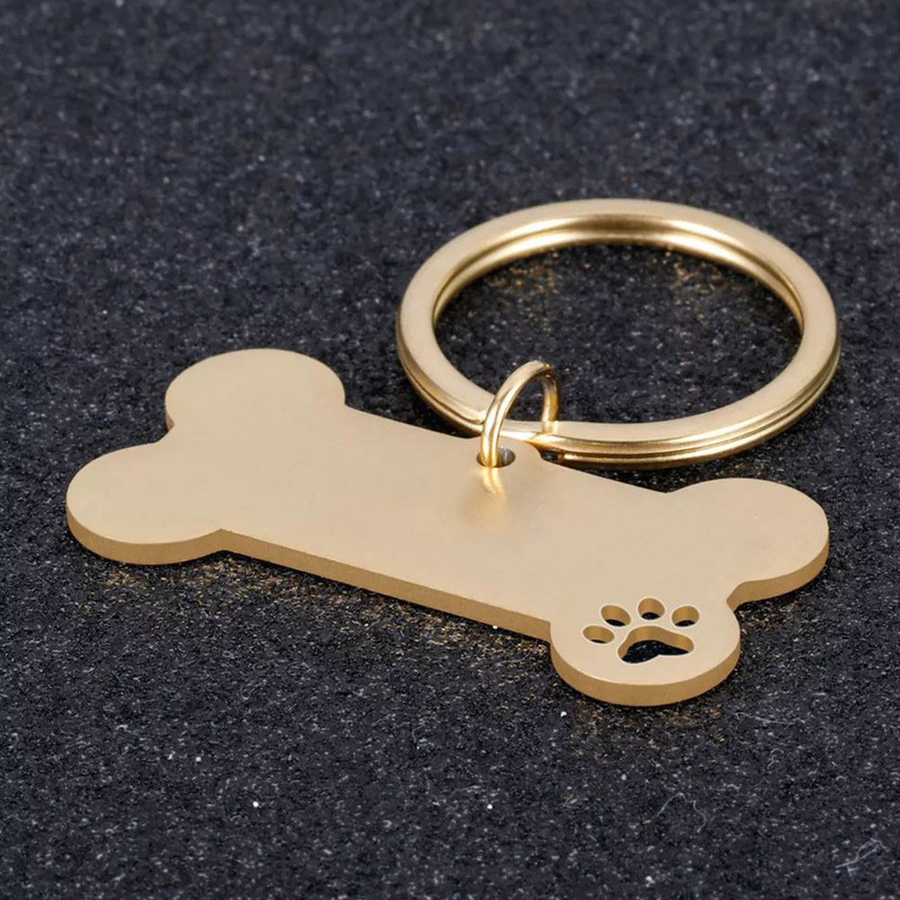 Personalized Bone-Shaped Funny Pet ID Tag Rose Gold