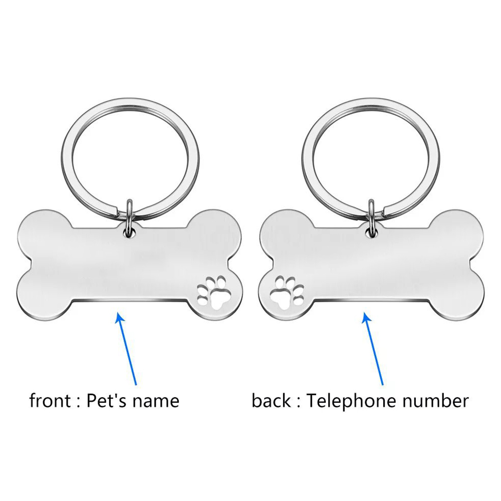 Personalized Bone-Shaped Funny Pet ID Tag Silver