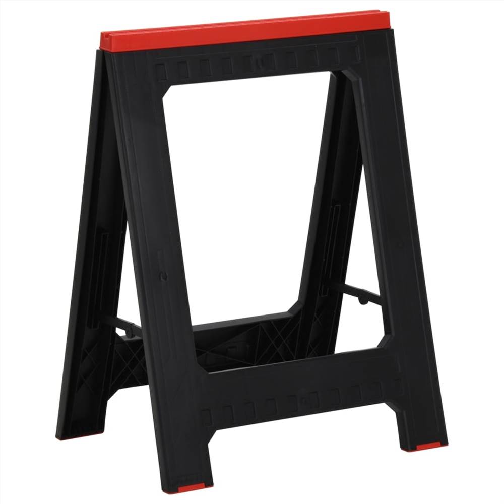 Foldable Work Trestles 2 pcs Black and Red Polypropylene 350 kg