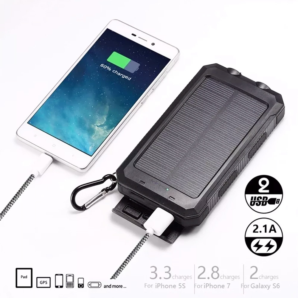 Waterproof 20000mAh Solar Power Bank Orange + Black