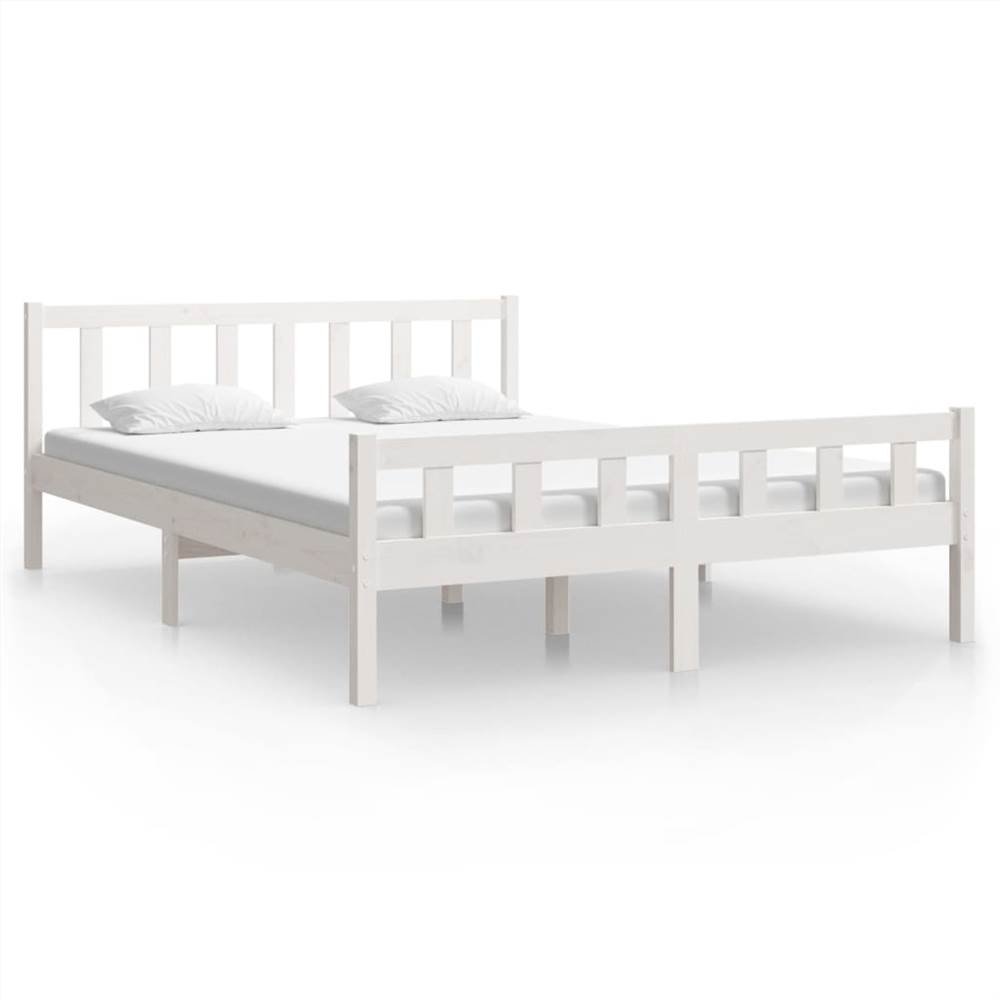 Bed Frame White Solid Wood 140x200 cm