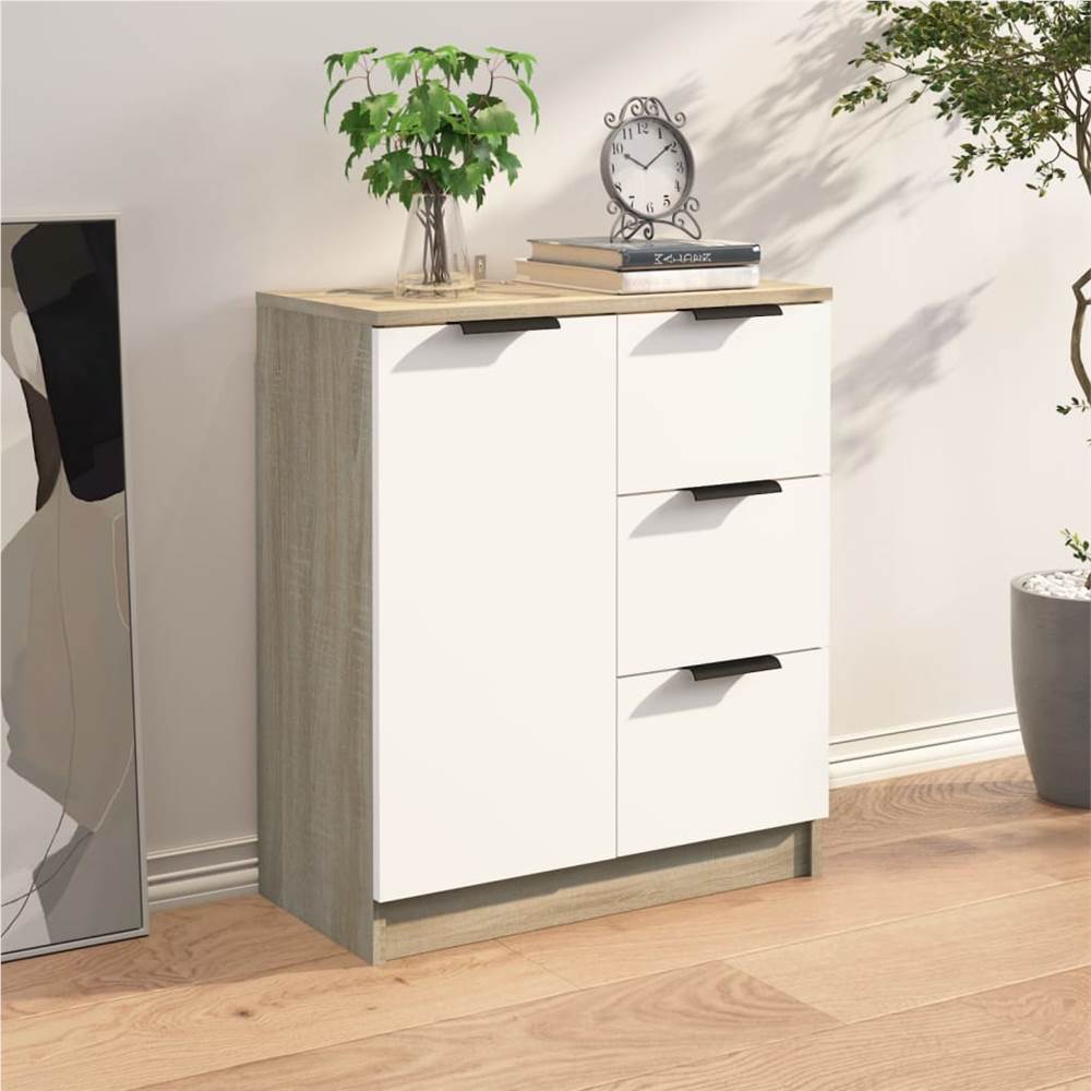 Sideboard White and Sonoma Oak Engineered Wood