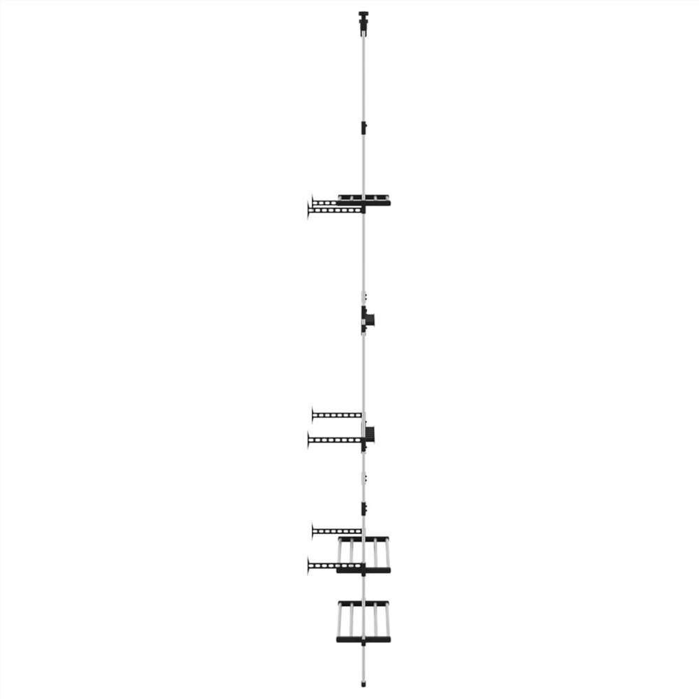 Telescopic Garden Rack with 3 Shelves Silver Aluminium