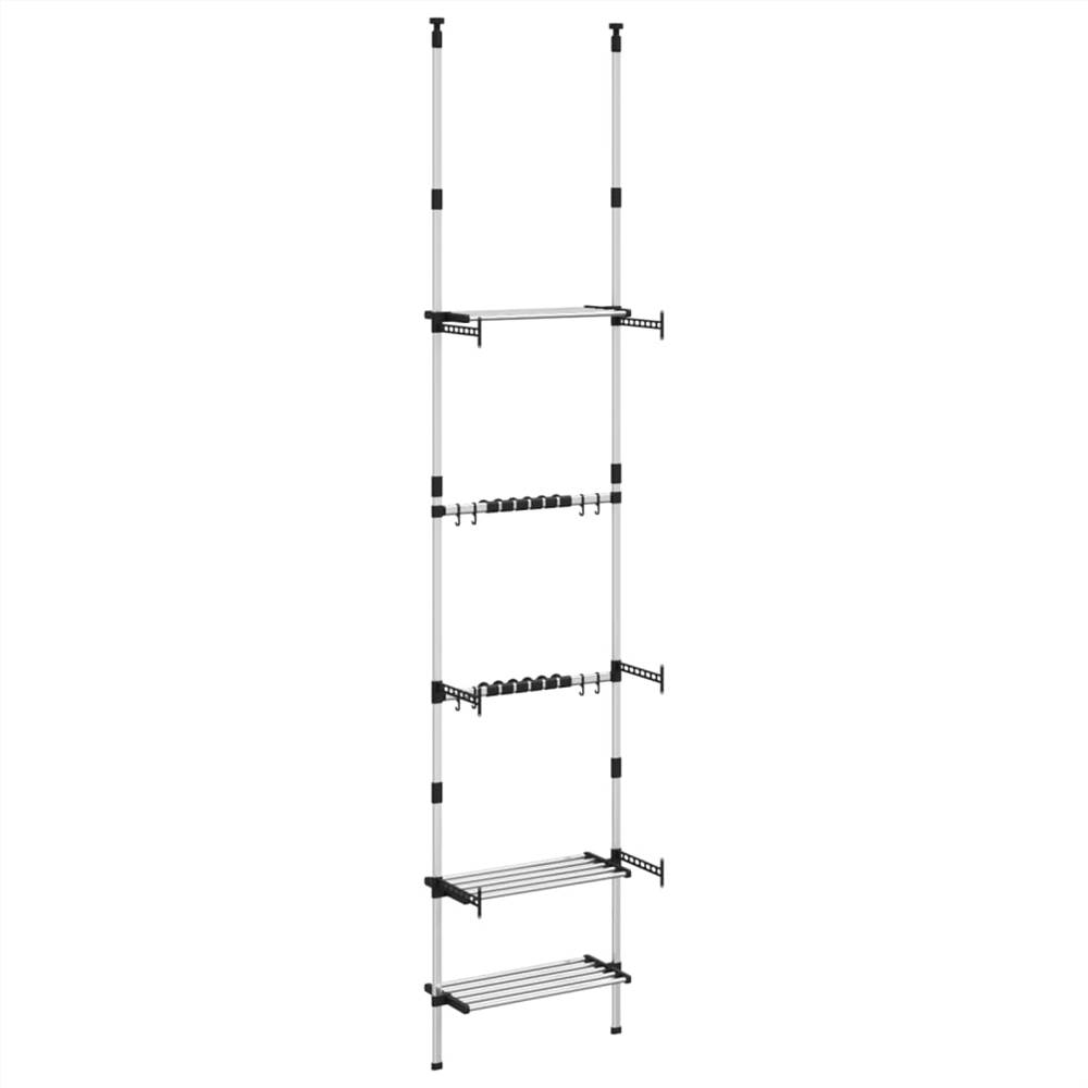 Telescopic Garden Rack with 3 Shelves Silver Aluminium