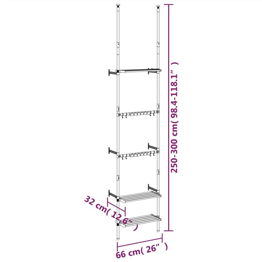 Telescopic Garden Rack with 3 Shelves Silver Aluminium