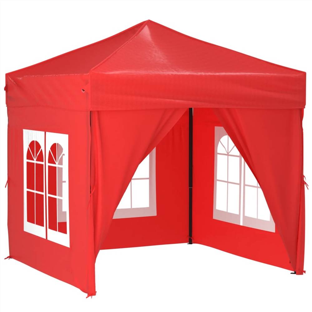 Folding Party Tent with Sidewalls Red 2x2 m