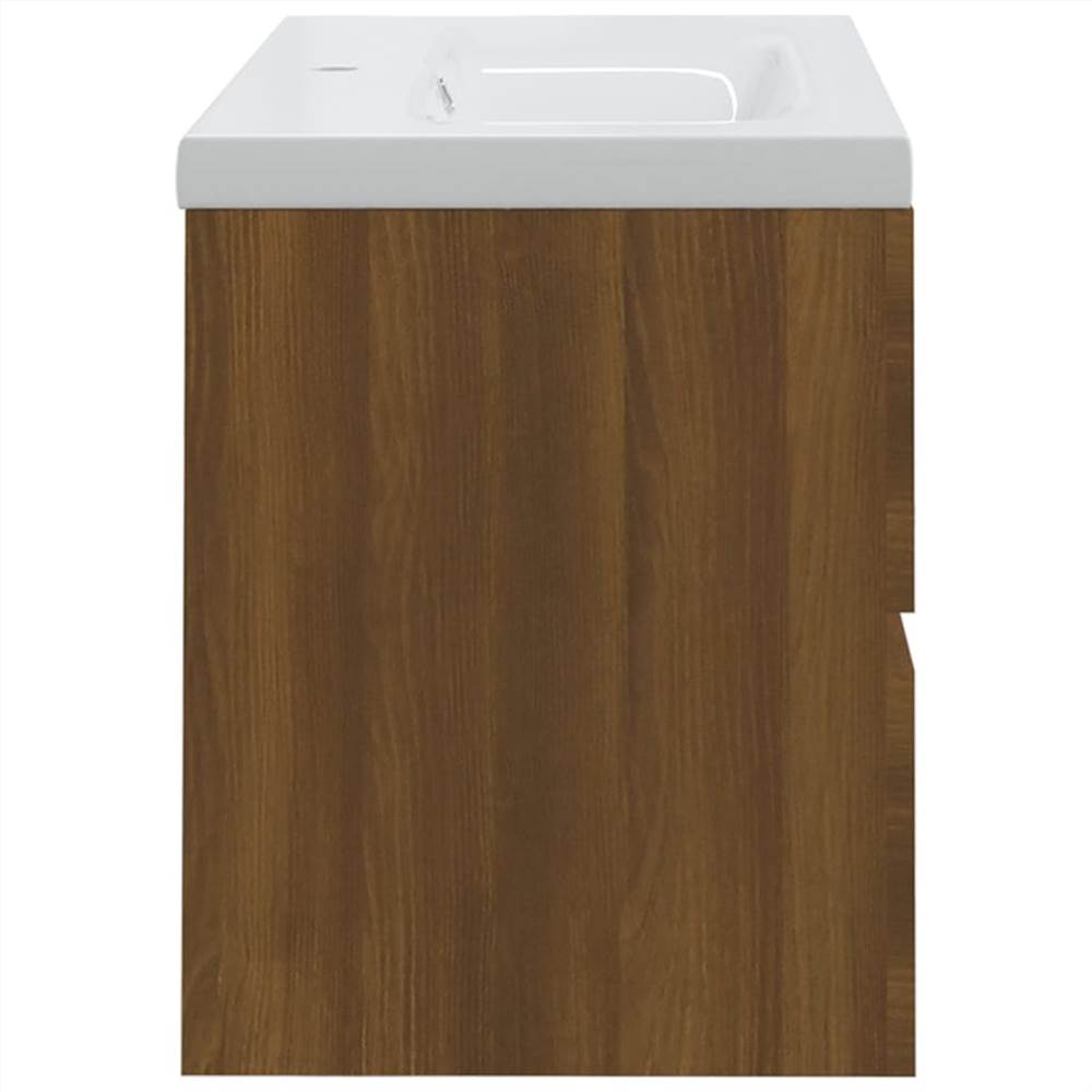 Sink Cabinet with Built-in Basin Brown Oak Engineered Wood