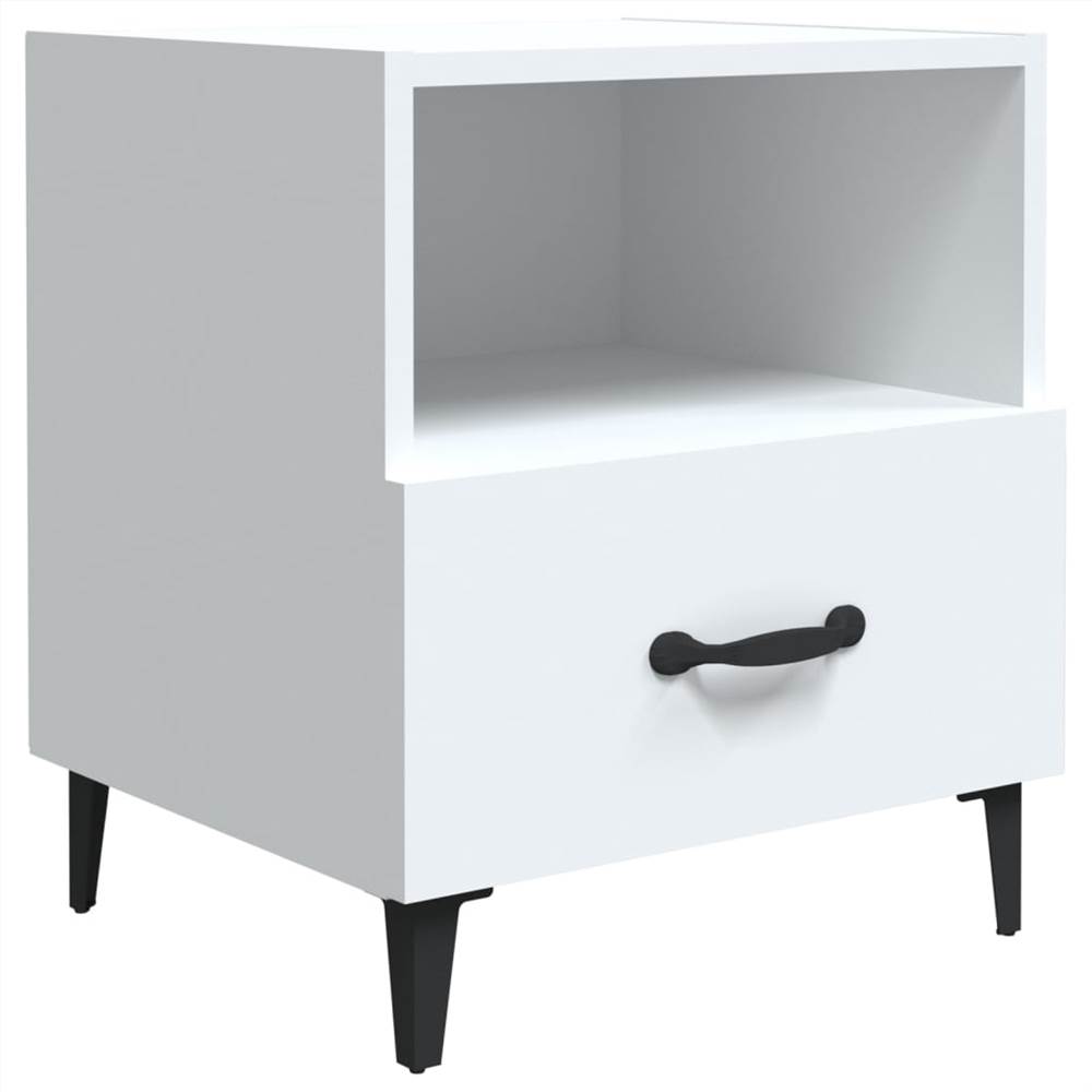 Bedside Cabinet White Engineered Wood