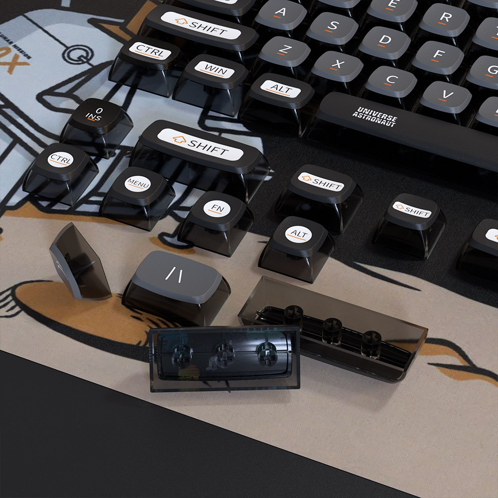 PIIFOX Space Walk Theme 117 Keys PBT Keycaps Black