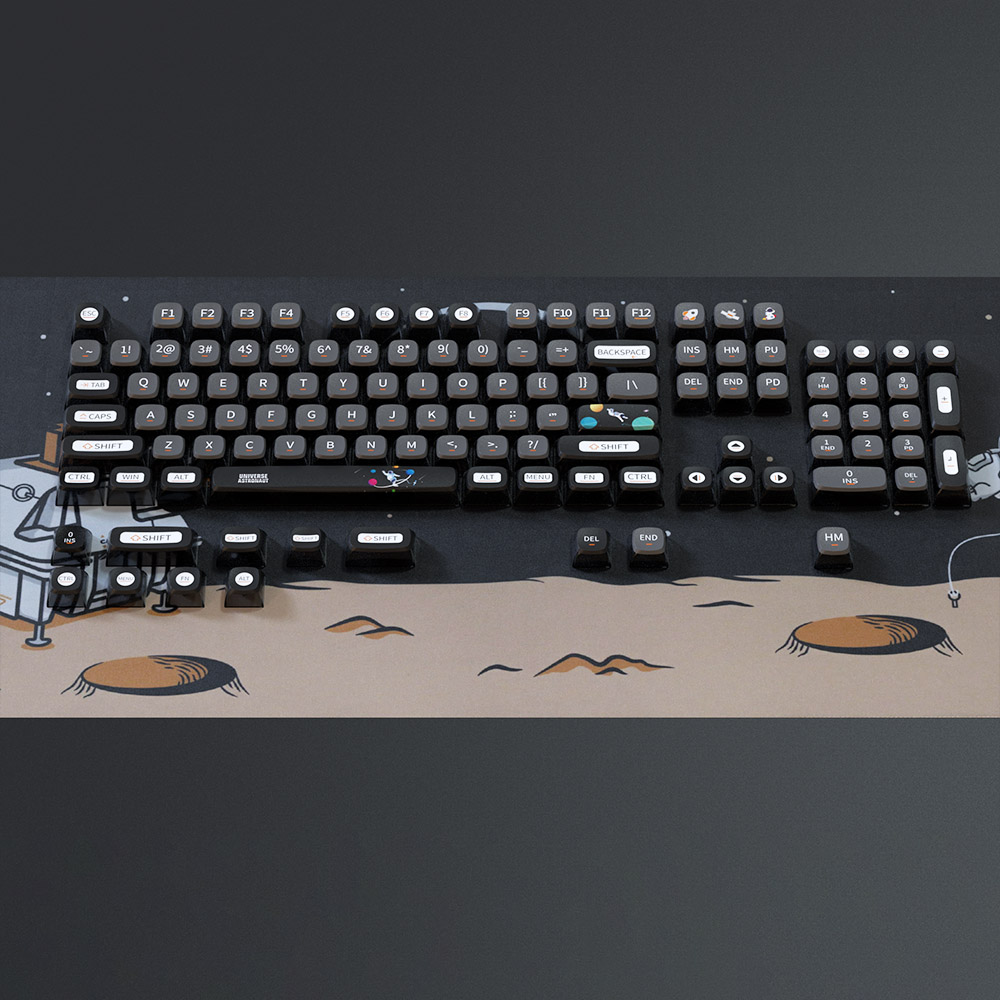 PIIFOX Space Walk Theme 117 Keys PBT Keycaps Black