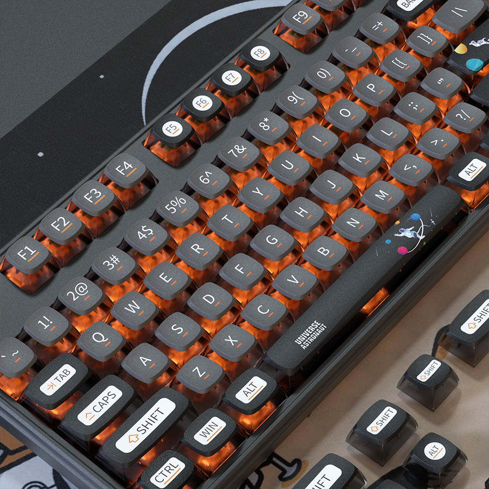 PIIFOX Space Walk Theme 117 Keys PBT Keycaps Black