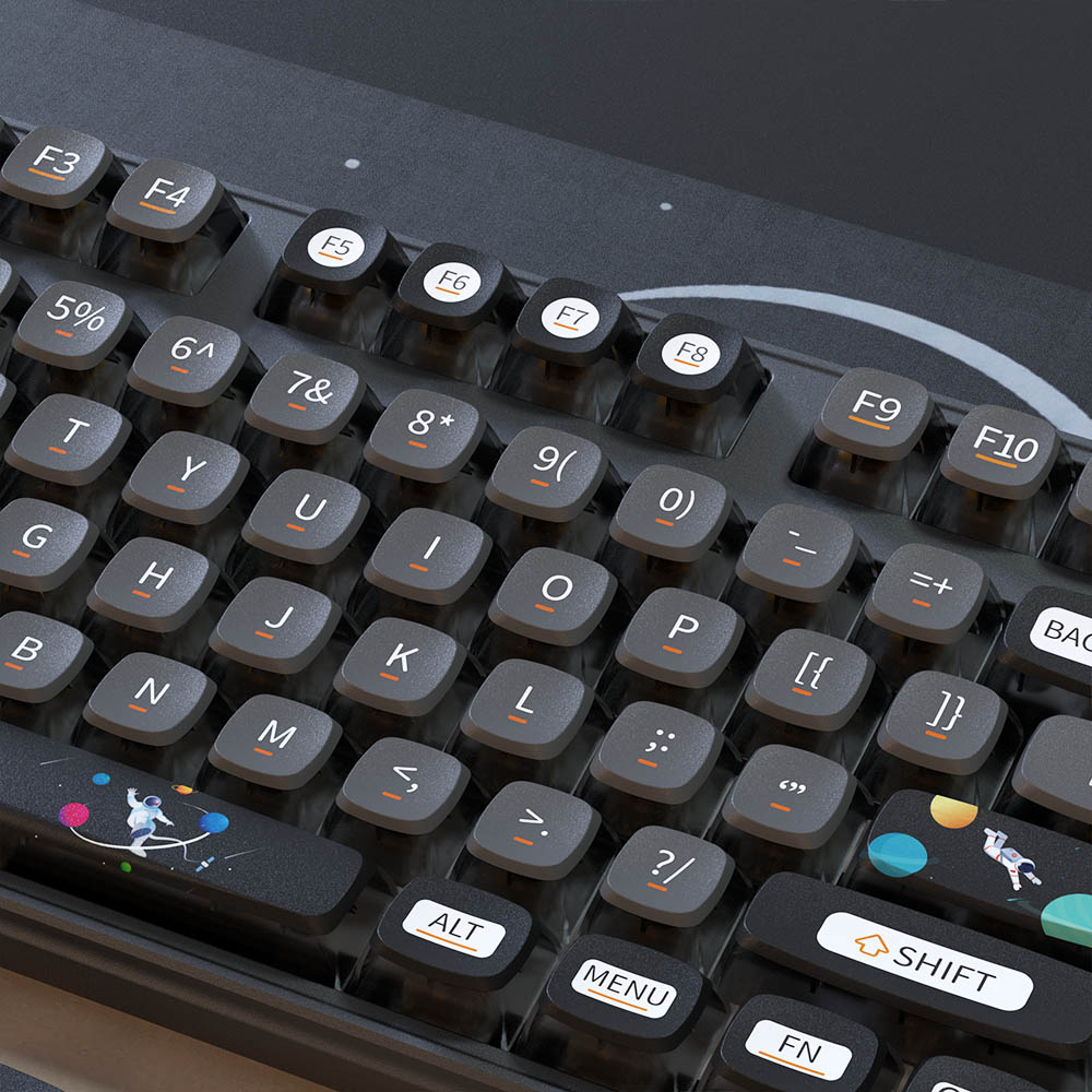 PIIFOX Space Walk Theme 117 Keys PBT Keycaps Black