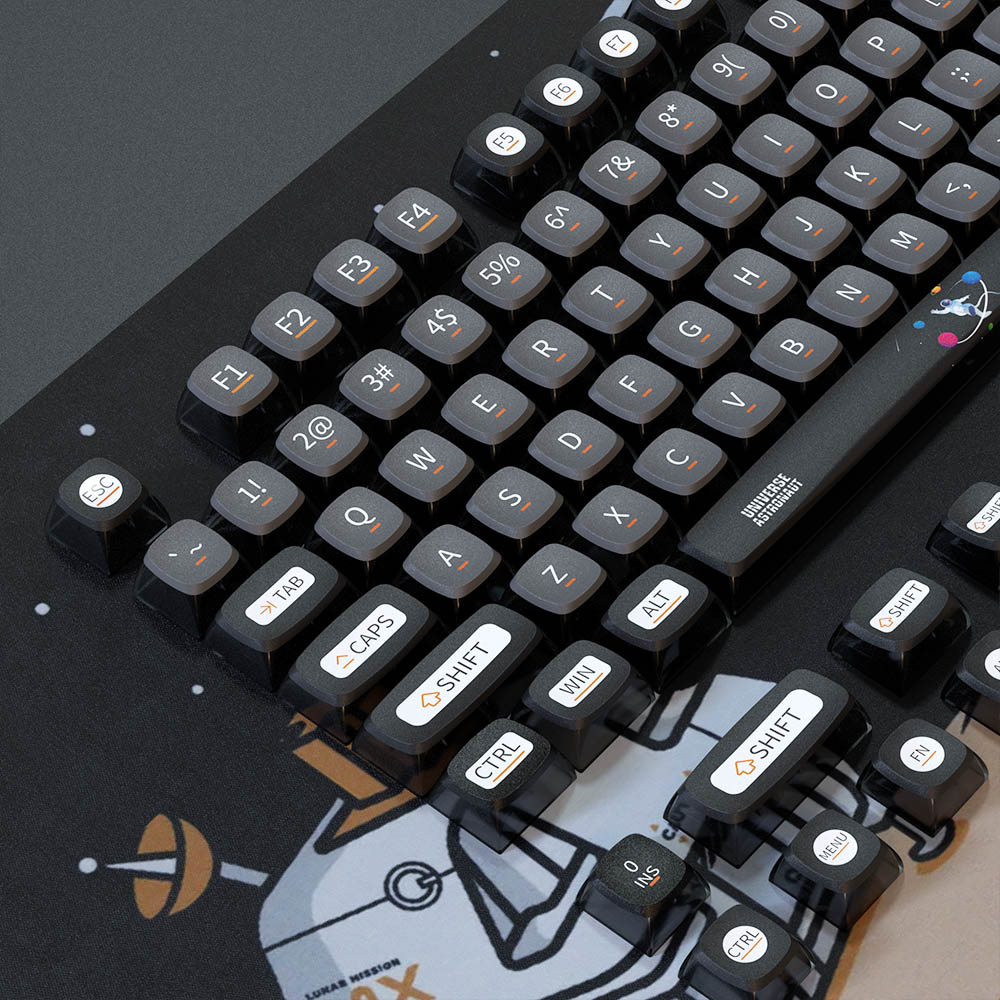 PIIFOX Space Walk Theme 117 Keys PBT Keycaps Black