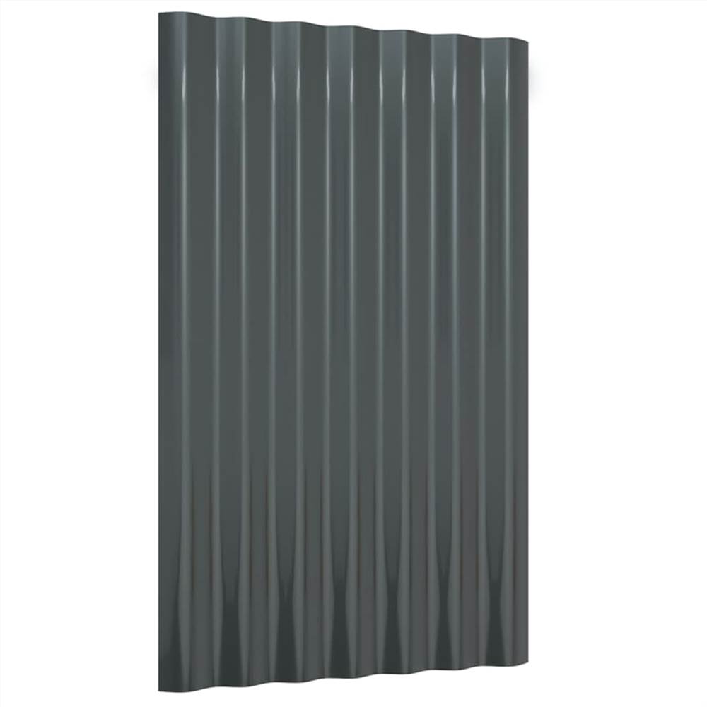 Roof Panels 36 pcs Powder-coated Steel Anthracite 60x36 cm